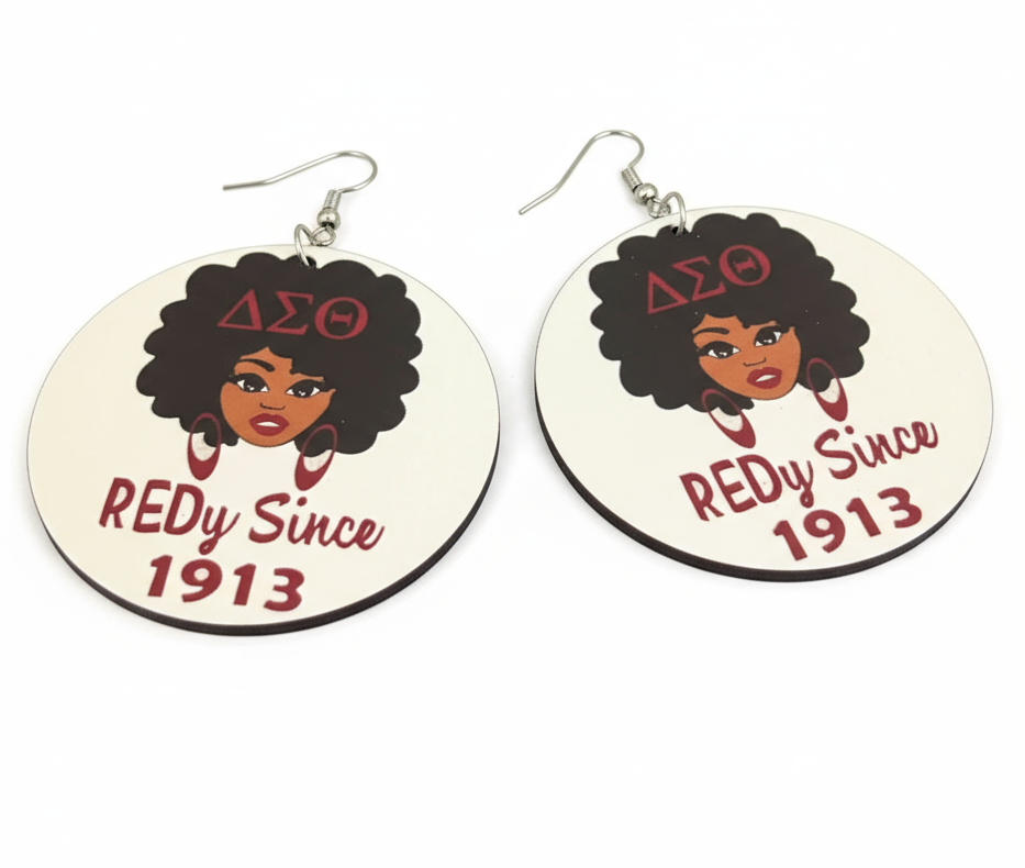 Delta Sigma Theta® “REDy Since 1913” Earrings | Afrocentric Sorority ...