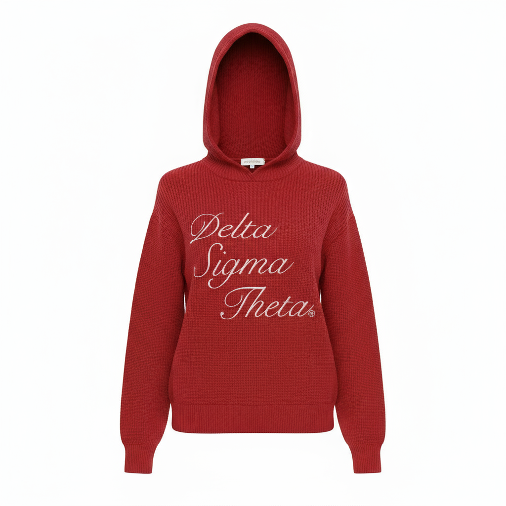 Delta Sigma Theta Waffle-Knit Hoodie | DST Script Sweater – A&W Greek Shop